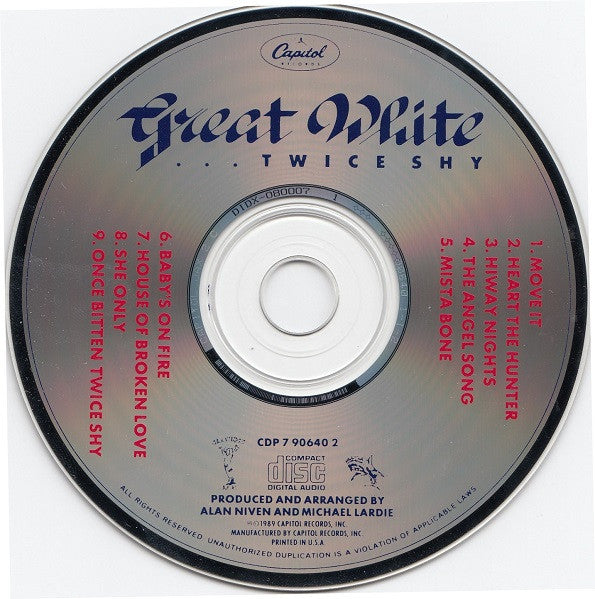 Buy Great White : ...Twice Shy (CD, Album, Cap) now! – Nail City Record